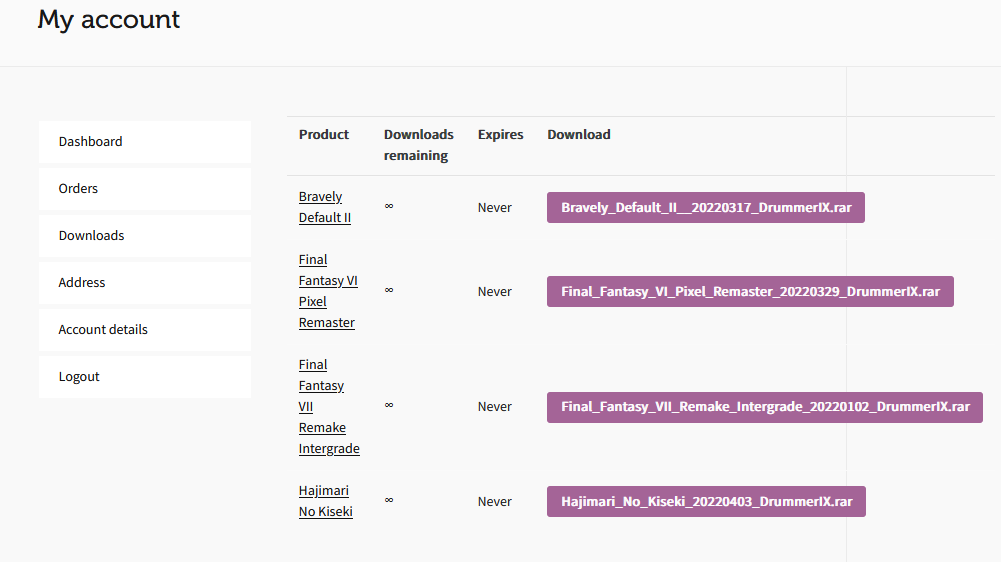 example_download_my_account_page – Drummers Cheat Tables